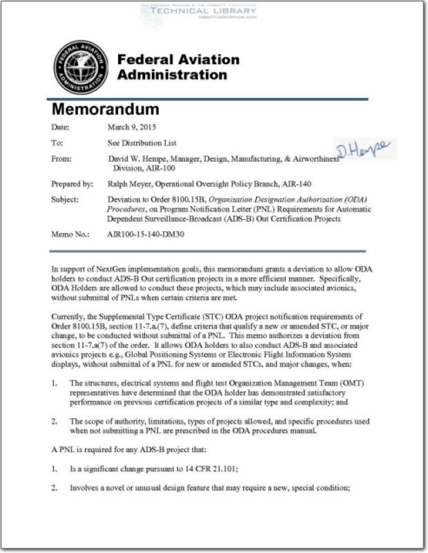 FAA-AIR-100-15-140-DM45 : Abbott Aerospace SEZC Ltd.