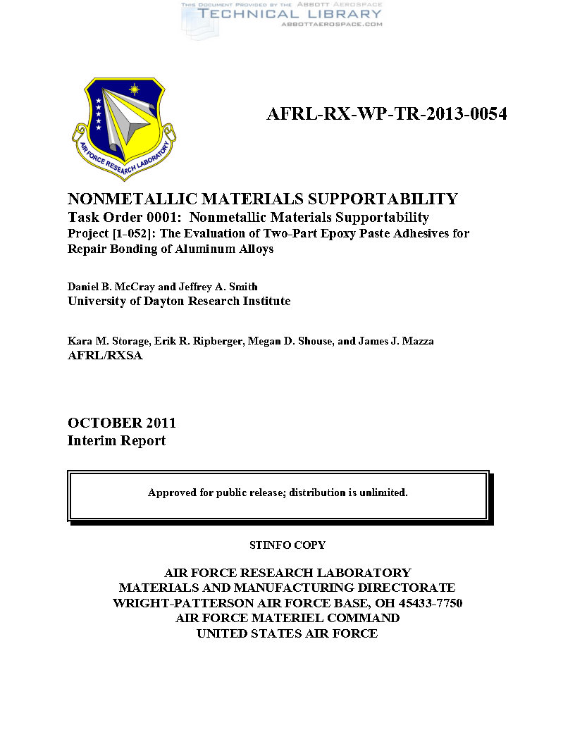 Afrl Rx Wp Tr 2013 0054 Nonmetallic Materials Support Ability Abbott Aerospace Uk Ltd