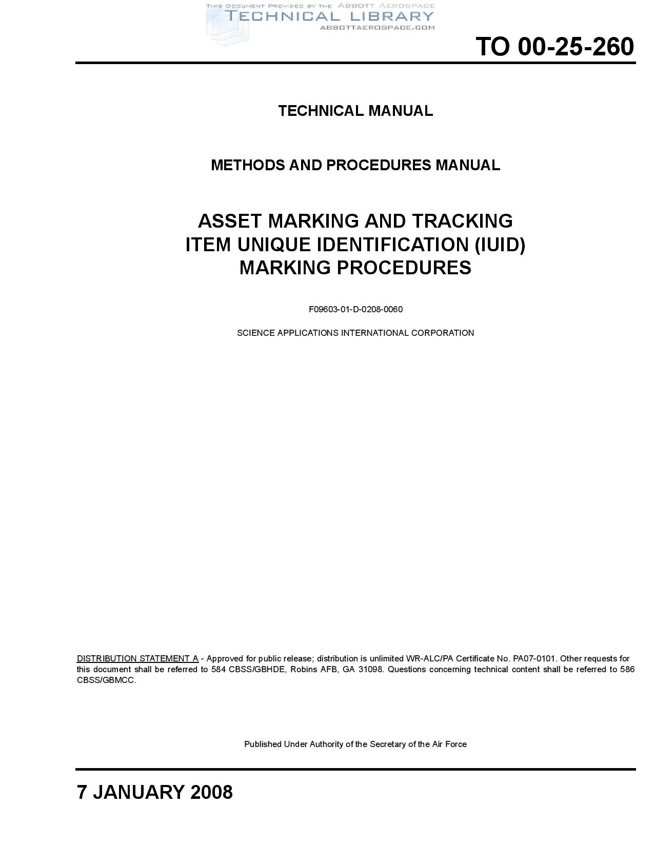 TO-00-25-260 Asset Marking and Tracking Item Unique Identification ...