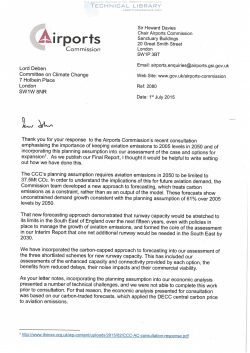 Airports Commission - Committee on Climate Change; Emissions Letter ...
